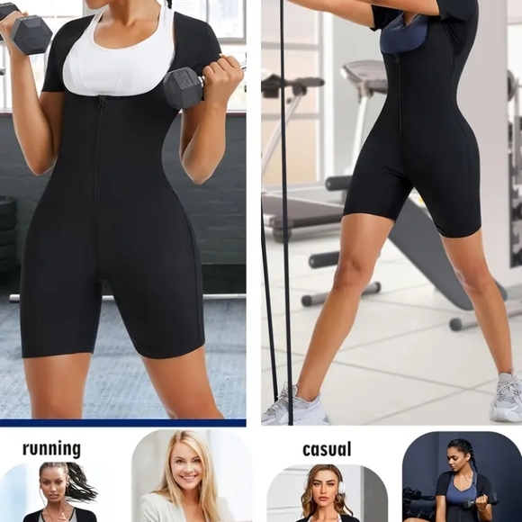 Temu | Intimates & Sleepwear | Black Short Sleeve Workout Body Suit ...